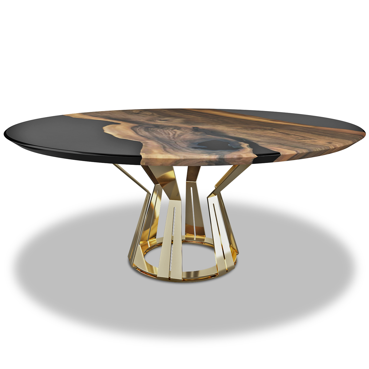 Black Atalante Walnut Wood Round Dining Table - ARDITI COLLECTION