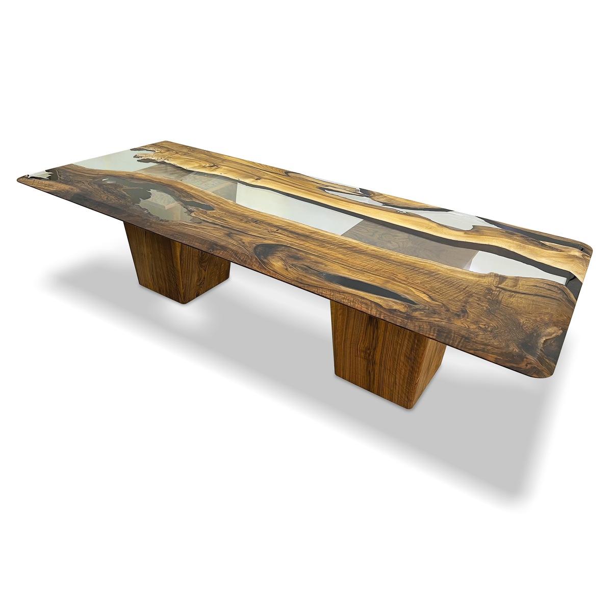 Doris Walnut Wood Dining Table with Resin River – ARDITI COLLECTION